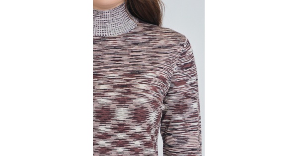 Brown Knit Top with Sky-High Neck & Waves | Modest Women Clothing - YAL ...