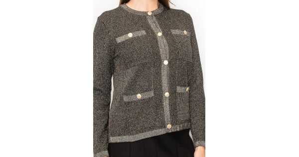 Elegant Gold Cardigan with Front Pockets | Modest Women Clothing - YAL ...