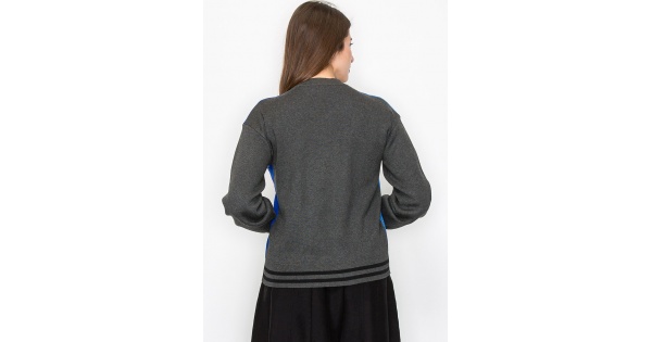 Blue and Grey Color-Block Cardigan | Modest Women Clothing - YAL New York