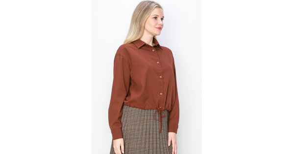 Rust-Colored Shirt with Drawstring | Modest Women Clothing - YAL New York