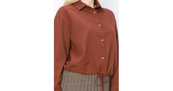 Rust-Colored Shirt with Drawstring | Modest Women Clothing - YAL New York