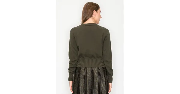 Olive Cardigan with Embroidered Leaf Detail | Modest Women Clothing ...