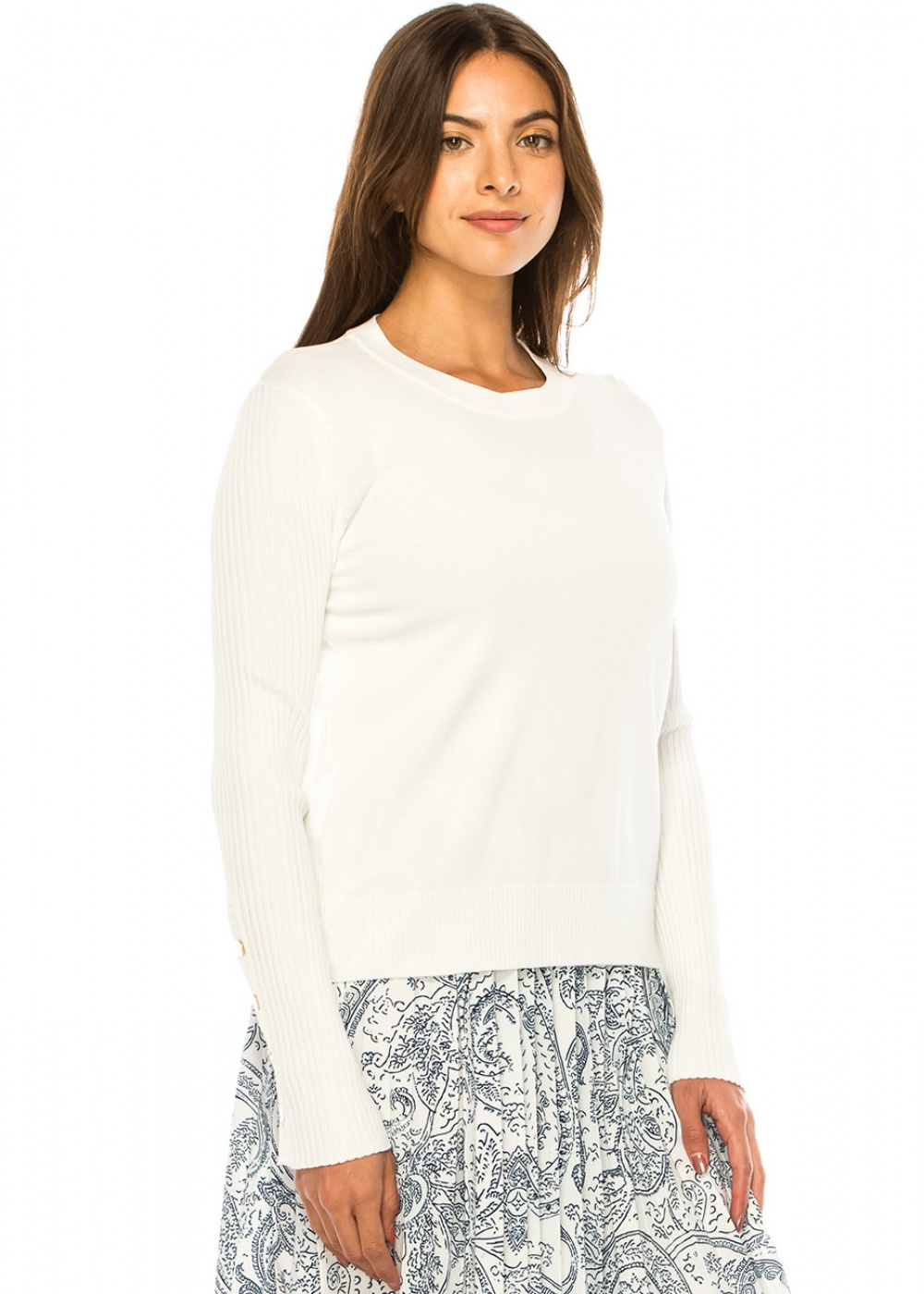 Pure Elegance Button-Trim Sweater | Modest Women Clothing - YAL New York