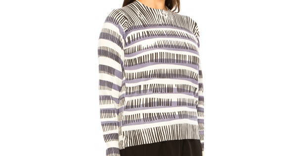 Lavender Lines Striped Knit Sweater Modest Women Clothing Yal New York