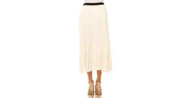 Classic Pleated Cream Skirt | Modest Women Clothing - YAL New York
