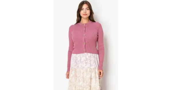 Dusty Rose Ribbed Cardigan | Modest Women Clothing - YAL New York