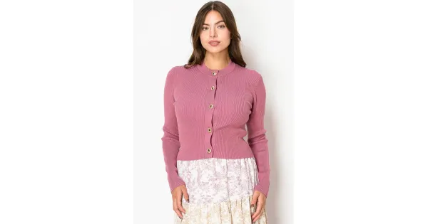 Dusty Rose Ribbed Cardigan | Modest Women Clothing - YAL New York