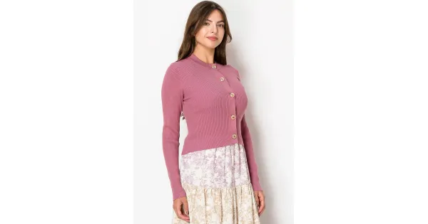 Dusty Rose Ribbed Cardigan | Modest Women Clothing - YAL New York