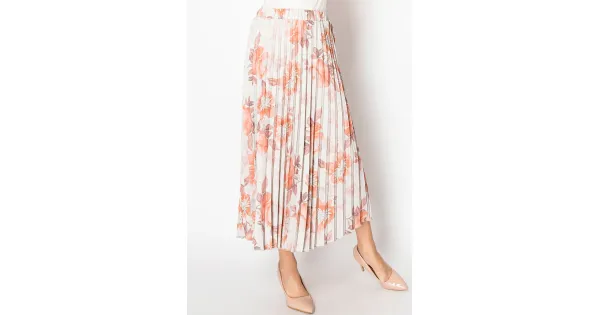 Rust Floral Pleated Skirt | Modest Women Clothing - YAL New York