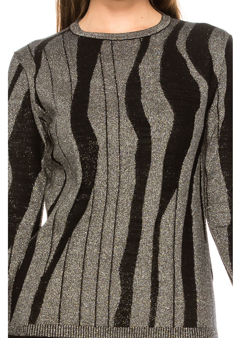 Silver Metallic Sweater | Modest Women Clothing - YAL New York